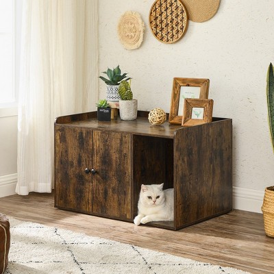 Feandrea Cat Tree With Litter Box Enclosure, 2-in-1 Modern Cat Tower ...