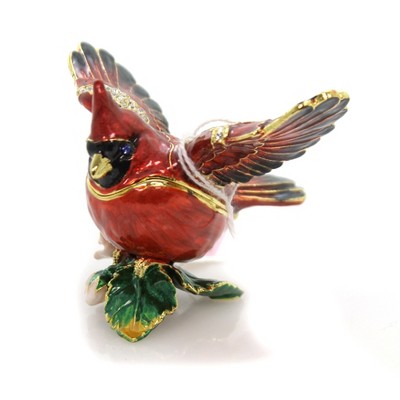 Hinged Trinket Box 2.25 In Flying Cardinal Enameled Box Red Bird Bird ...