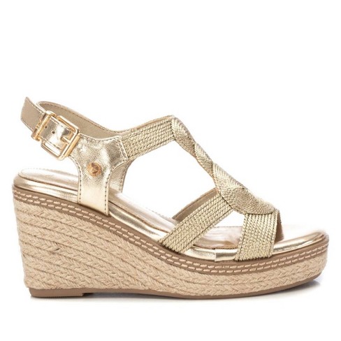 Xti Women's Jute Wedge Sandals 142320-gold,6 : Target