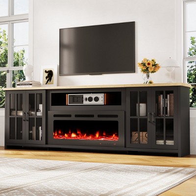 EROMMY 97" Fireplace Tv Stand With Electric Fireplace, Large Farmhouse ...