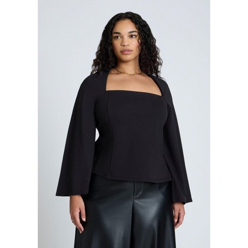 Eloquii Women's Plus Size Square Neck Seam Detail Top : Target