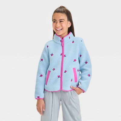 Girls' Faux Shearling Zip-up 'floral Embroidery' Jacket - Cat & Jack ...
