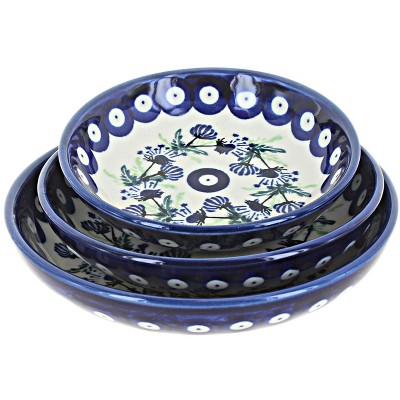 Blue Rose Polish Pottery 19512 Zaklady 3 Piece Shallow Dish Set : Target