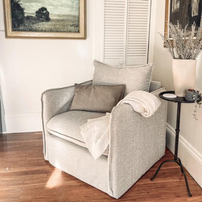 Berea Slouchy Lounge Chair With French Seams Linen - Threshold™ : Target