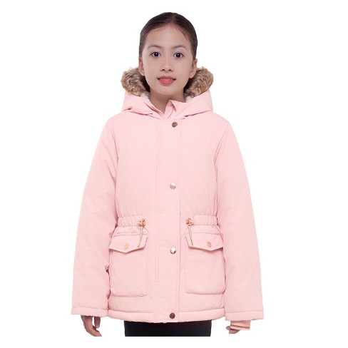 Rokka&rolla Girls' Hooded Parka Jacket Fleece Linded Winter Coat-pink ...