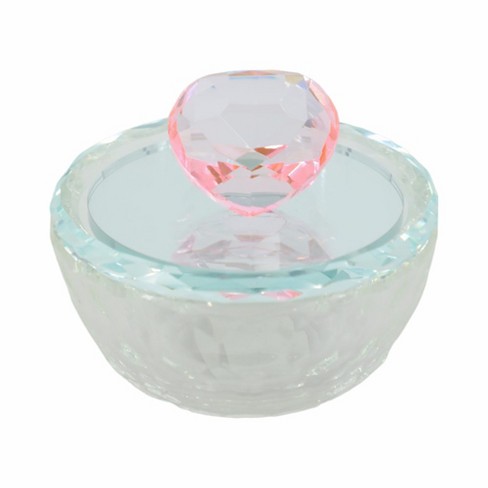 Sagebrook Home Glass Trinket Box Contemporary Round Crystal Jewelry ...