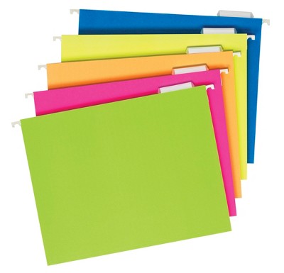 Pendaflex Neon Glow Hanging File Folders, Letter Size, 1/5 Cut Tabs ...