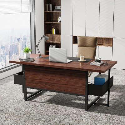 Tribesigns 62" Computer Office Desk With Storage Shelves, Executive ...