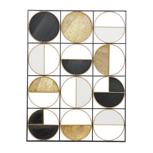 Metal Geometric Half Moon Wall Decor With Gold Detailing Black ...