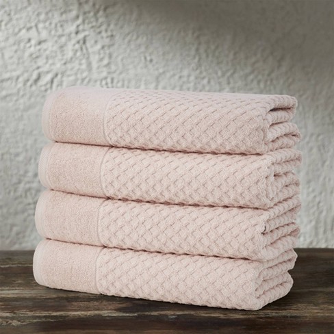 Isla Jade 4pc Cotton Diamond Textured Bath Towel Set Blush : Microfiber ...