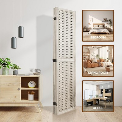 4-panel Wooden Partition, 5.6-foot Tall Pinboard Display Screen ...