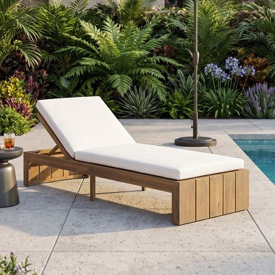 Acacia Wood Adjustable Outdoor Chaise Lounge with Removable High ...