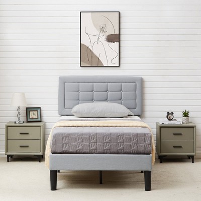 Costway Twin Size Upholstered Platform Bed Frame Velvet Headboard ...