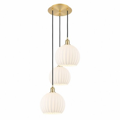 Innovations Lighting White Venetian 3 - Light Pendant In Satin Gold ...
