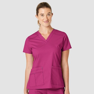 Wink Wonderflex Women's Verity V-neck Scrub Top, Hot Pink, 5x : Target