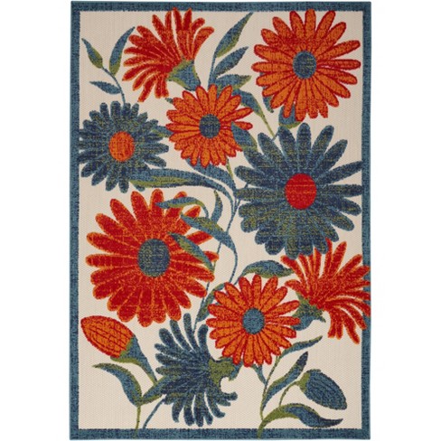 Nourison Aloha Daisy Flower Flatweave High-low Indoor Outdoor Area Rug ...