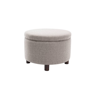Large Round Storage Ottoman With Lift Off Lid Light Brown - Wovenbyrd ...