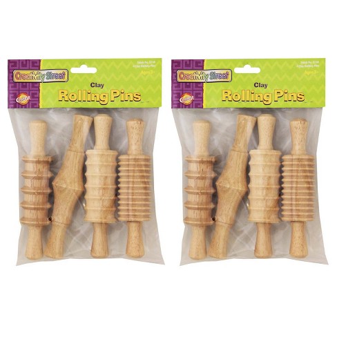 Creativity Street® Wood Rolling Pin Set, 4 Patterns, 6", 4 Per Set, 2 ...