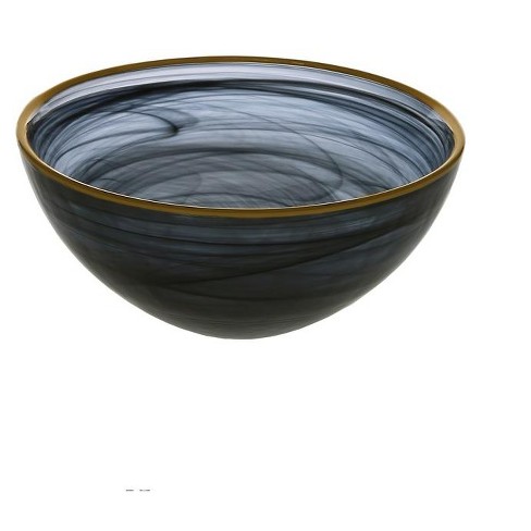 Classic Touch Black Alabaster Bowl With Gold Rim - 6.25"d : Target
