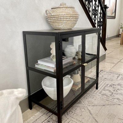 30" Crystal Cove Glass Cabinet Black - Threshold™ Designed With Studio ...