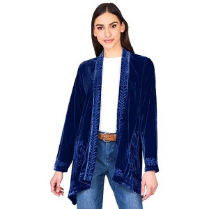 The Lakeside Collection Women's Embroidered Velvet Open Front Cardigan ...