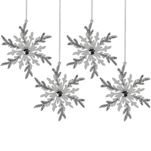 Northlight Glitter Snowflakes Christmas Ornaments - 6" - White And ...