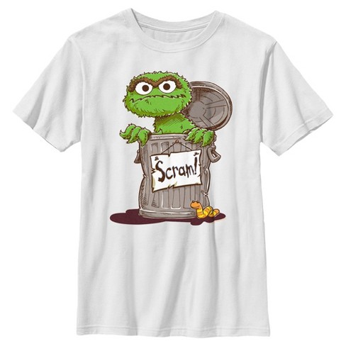 Boy's Sesame Street Oscar Scram Sign T-shirt - White - Small : Target