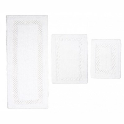 Set Of 3 Classy Bathmat Collection White Cotton Tufted Bath Rug - Home ...