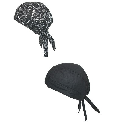 Ctm Cotton Unlined Solid And Paisley Do Rag (pack Of 2), Black Paisley ...