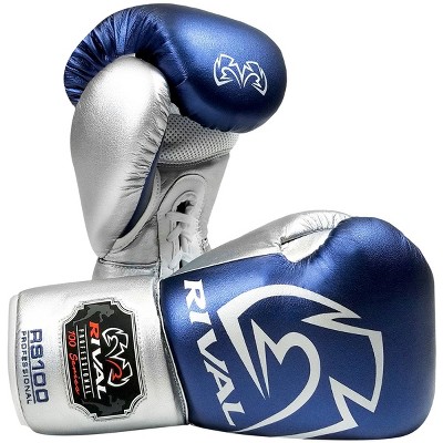 Rival Boxing Rs100 Pro Lace-up Sparring Gloves - 16 Oz. - Blue/silver ...