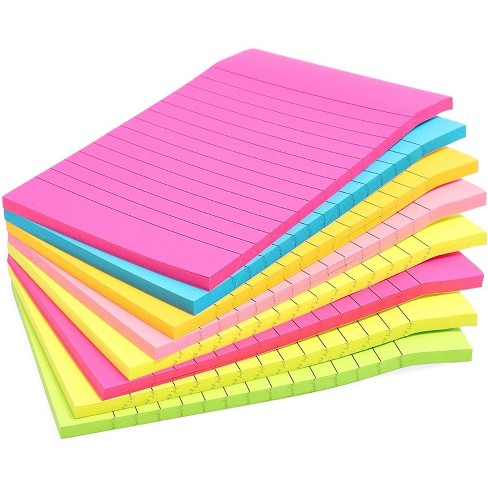 Paper Junkie 8 Pads 100 Sheets Neon Colored Lined Paper Sticky Notes ...
