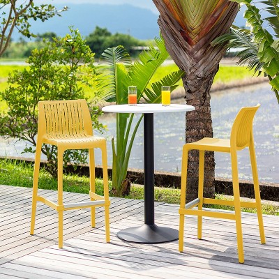 Lagoon Milos Resin Stackable Outdoor Bar Stool Gold : Target