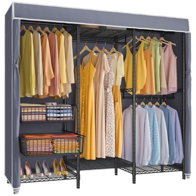 Vipek V10c Medium Heavy Duty Covered Clothes Rack Closet, Black Rack ...