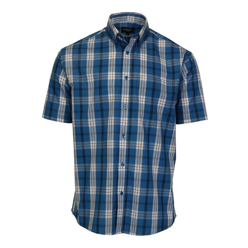 Gioberti Men's Plaid Short Sleeve Shirt, Royal / White, Large : Target