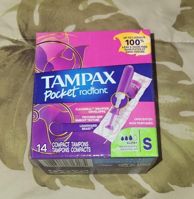 Tampax Pocket Radiant Super Absorbency Compact Tampons - 28ct : Target