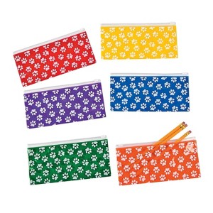 Fun Express 8" x 4" Paw Print Slide Closure Plastic Pencil Cases - 12 ...