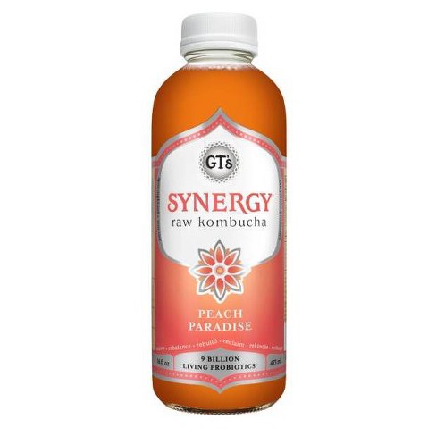 Gt's Synergy Peach Paradise Raw Kombucha - 16 Fl Oz : Target