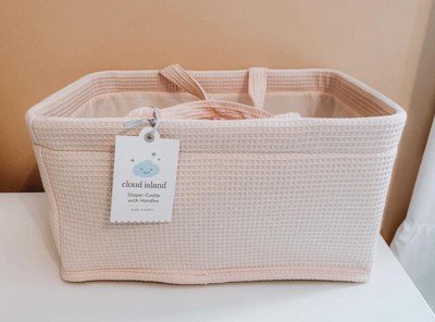 Waffle Weave Rectangular Diaper Caddy With Handles - Cloud Island™ Pink ...
