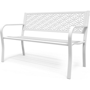 VINGLI 50" Outdoor Bench Metal with Floral Back, Garden Bench Front ...