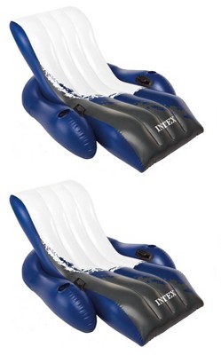 Intex Inflatable Lounge Pool Recliner Lounger Chair With Cup Holders ...