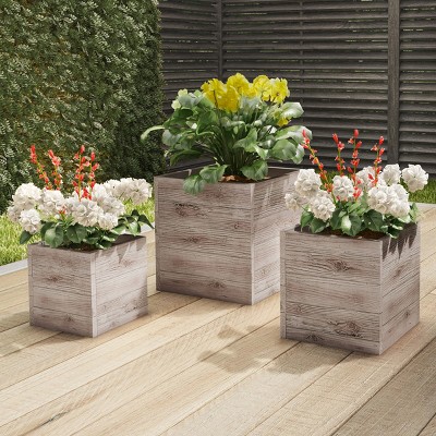 Set Of 3 Stacking Planter Tower - 3-tier Space Saving Flower Pots ...