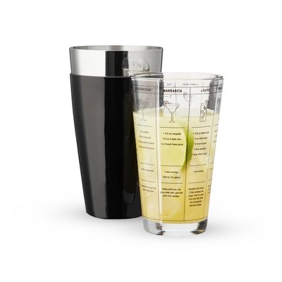 True Boston Shaker With Cocktail Recipes, 2 Part Glass Cocktail Shaker ...