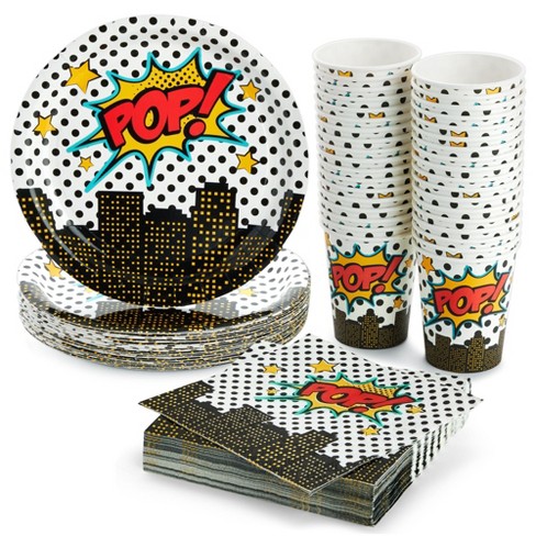 Blue Panda 108 Piece Superhero themed Birthday Party Supplies With Comic Book Party Plates Napkins And Cups For Baby Shower Serves 36 Target