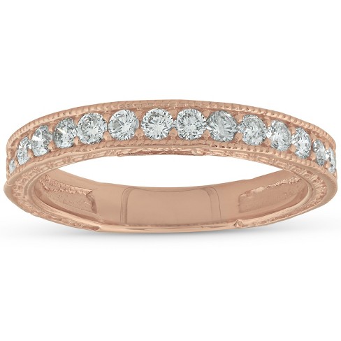 Pompeii3 14k Rose Gold 1/3ct Diamond Vintage Wedding Ring Scroll ...
