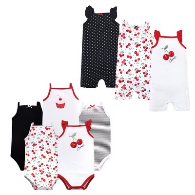 Hudson Baby Infant Girl Cotton Sleeveless Bodysuits 5pk, Cherries : Target