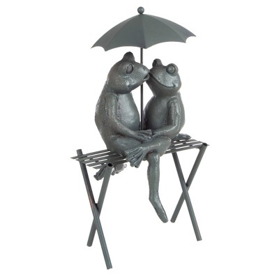 Nature Spring Small Frog Couple Under Umbrella Resin Garden Statue - 14 ...