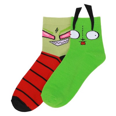Invader Zim 3d Gir And Zim Women's Quarter Crew Ankle Socks : Target