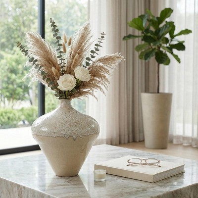 Modern Glazed Earthenware Flower Vase with Narrow Neck Design for Home ...