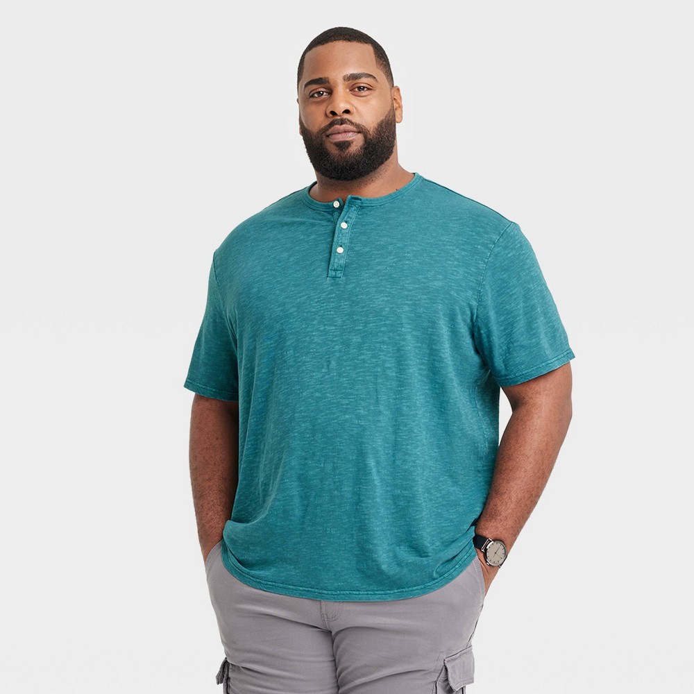 Men's Big & Tall Short Sleeve Henley Shirt - Goodfellow & Co™ Teal ...