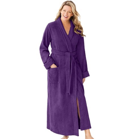 Dreams & Co. Women's Plus Size Long Terry Robe - M, Rich Violet : Target